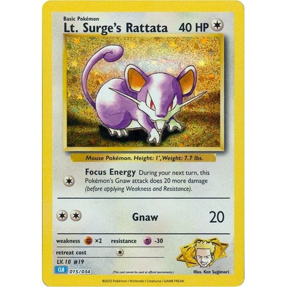 Pokemon Trading Card Game Classic - 015/034 Lt. Surge's Rattata Classic ...